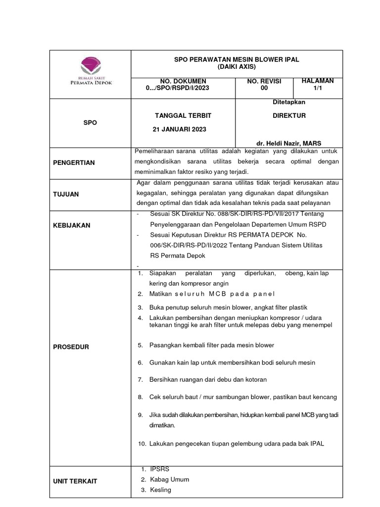 Panduan Perawatan Blower IPAL | PDF