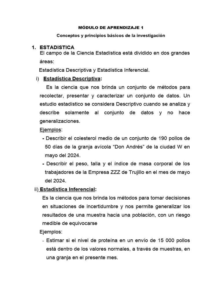 Módulo de Aprendizaje - 1 | PDF | Estadísticas | Variable (Matemáticas)