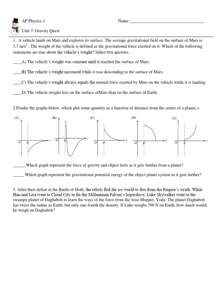 Ap Physics | PDF | Weight | Orbit