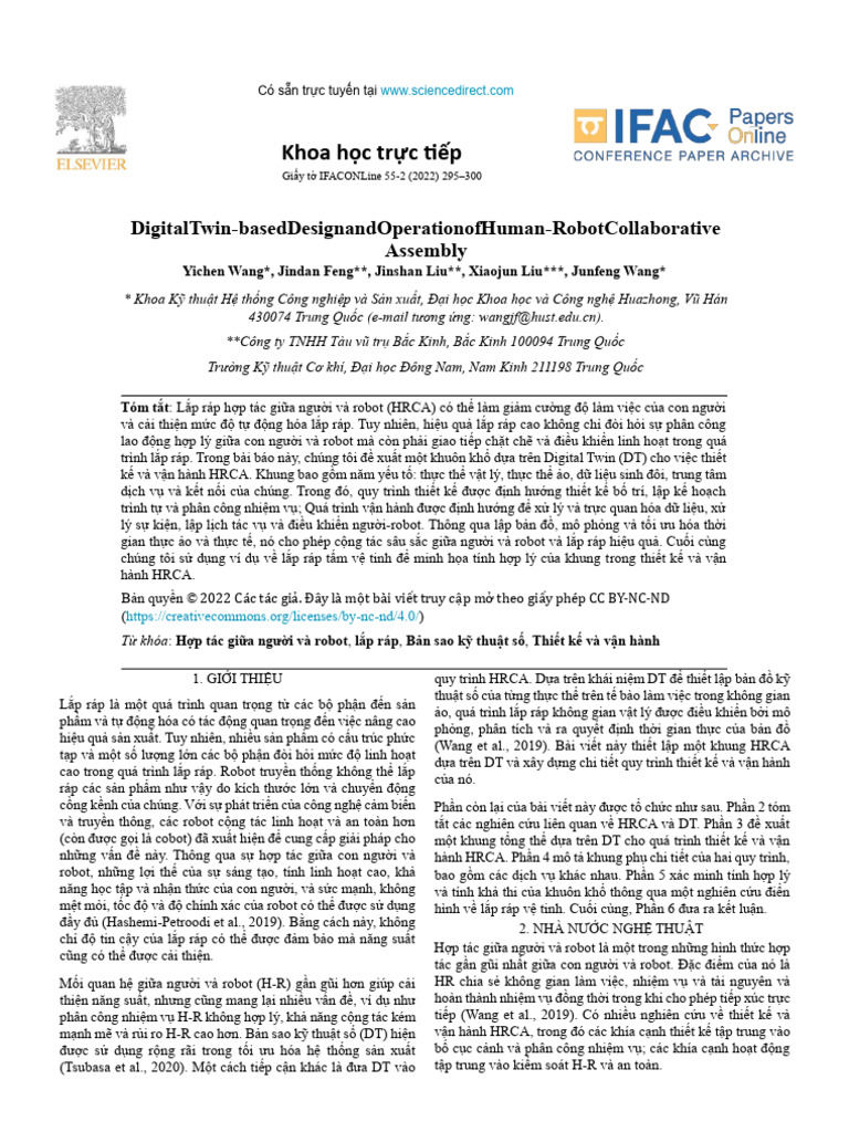 DT-based Design and Operation of Human-Robot Collaborative Assembly | PDF