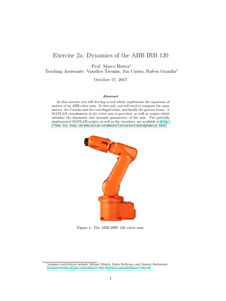 Robot Dynamics Exercise 2a | PDF | Simulation | Kinematics Robot Dynamics Exercise 2a | PDF | Simulation | Kinematics