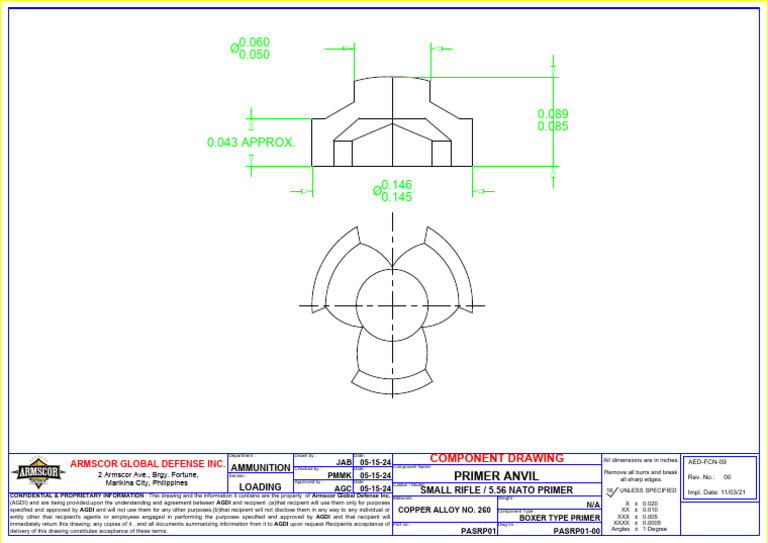 Small Rifle Primer Anvil | PDF | Ammunition | Projectiles