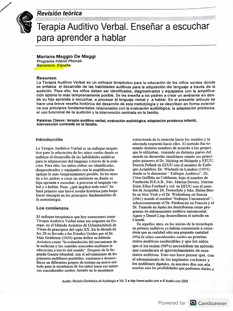 Terapia Auditivo Verbal | PDF