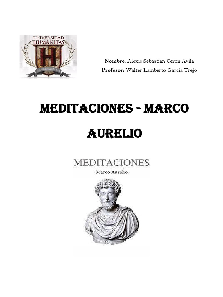 Ensayo Meditaciones - Marco Aurelio | PDF | Estoicismo | Marco Aurelio