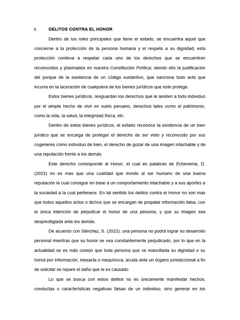 Delitos Contra El Honor | PDF | Derecho penal | Intención (Derecho Penal)