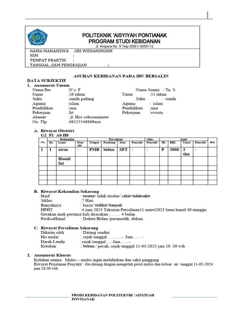 Format Persalinan 2020-1 | PDF