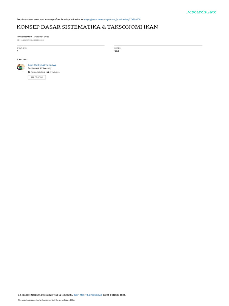 Kuliah 4 Ikhtiologi Sistematika Taksonomiikan 03102023 | PDF