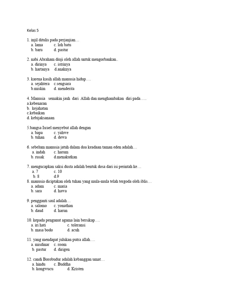 Agama Katholik Kelas 5 Kumer | PDF