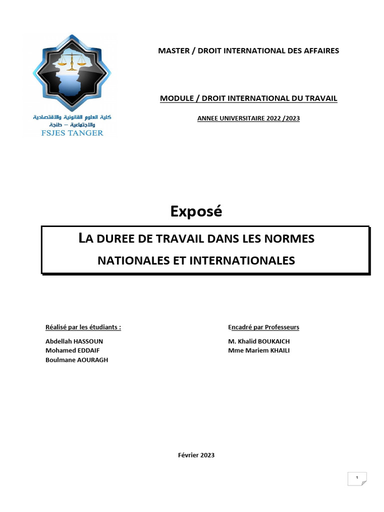 Durée de travail au Maroc et normes OIT | PDF | Temps de travail ...
