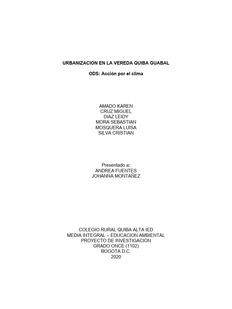 Impacto de la Urbanización en Quiba Guabal | PDF | Entorno natural ...
