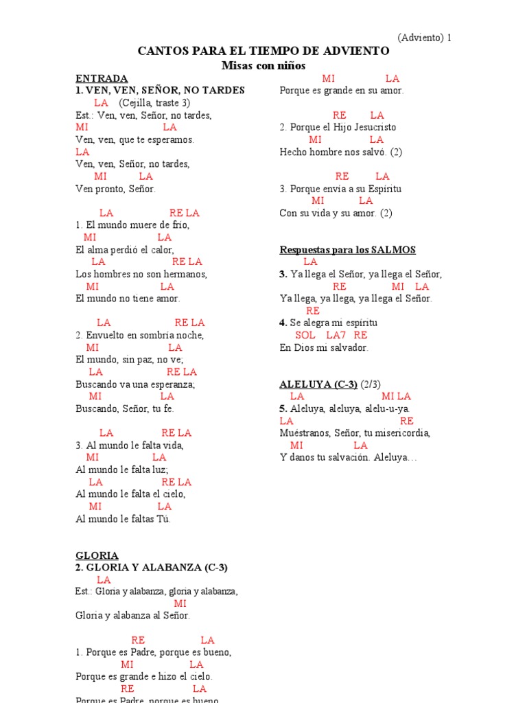 Niños Cantos de Adviento | PDF | Misa (liturgia) | Cristo (título)