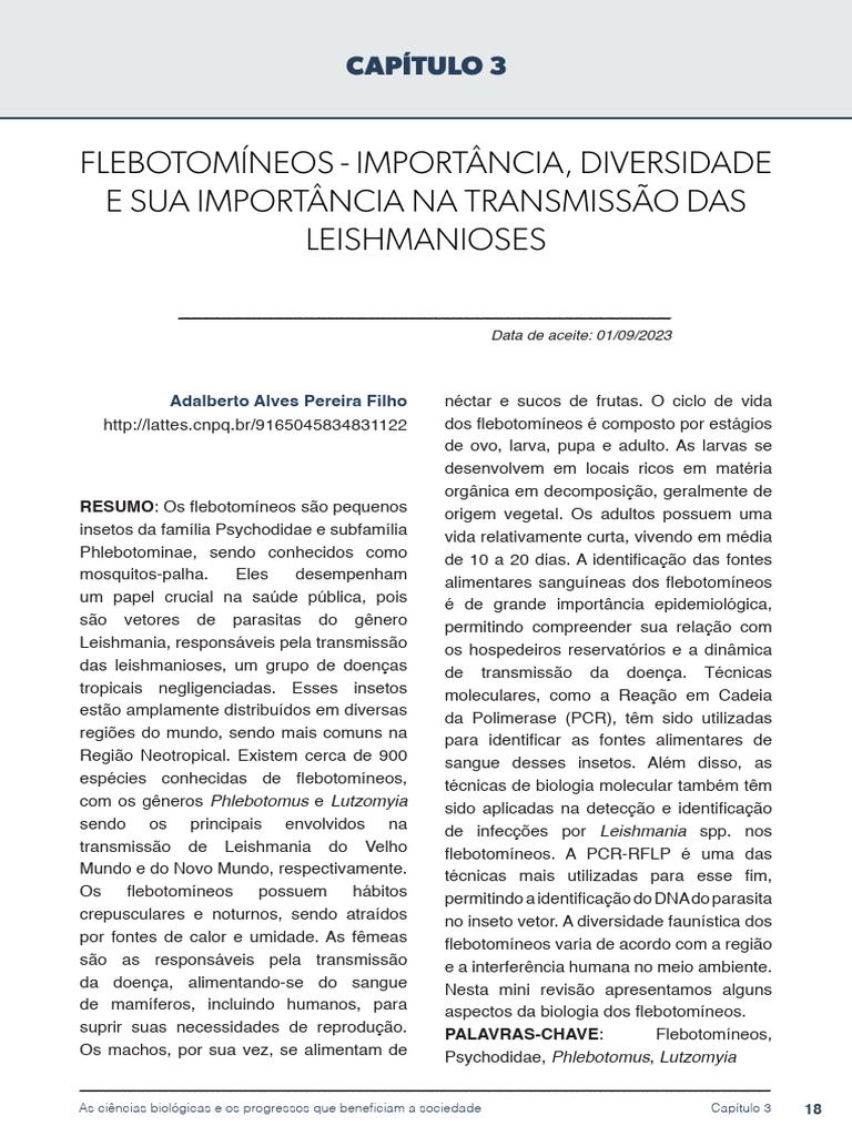 Flebotomineos Importancia Diversidade e Sua Importancia Na Transmissao ...