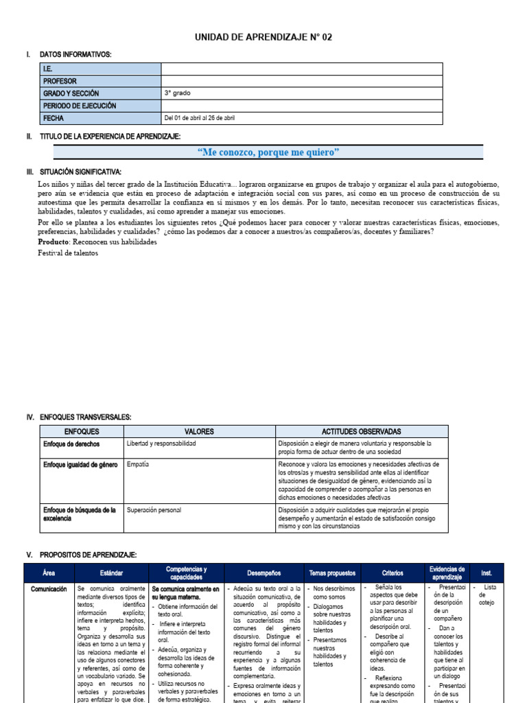 3° Grado - Unidad de Aprendizaje N°02 | PDF | Números | Aprendizaje