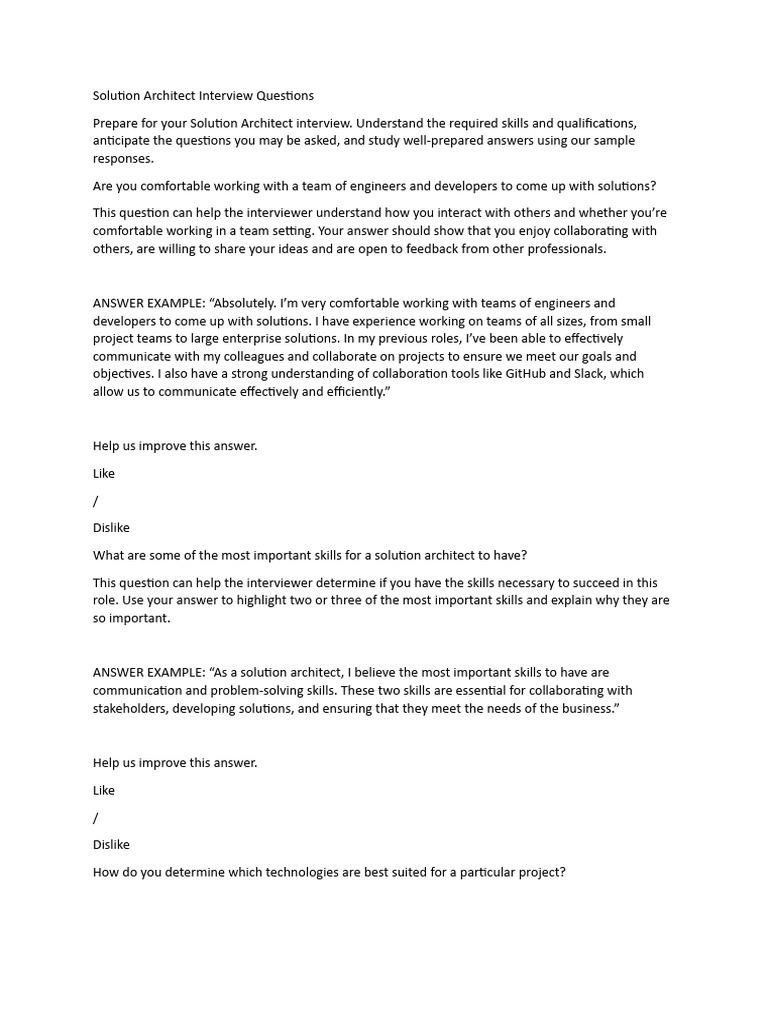 Solution Architect Interview Questions | PDF | Agile Software Development | Troubleshooting