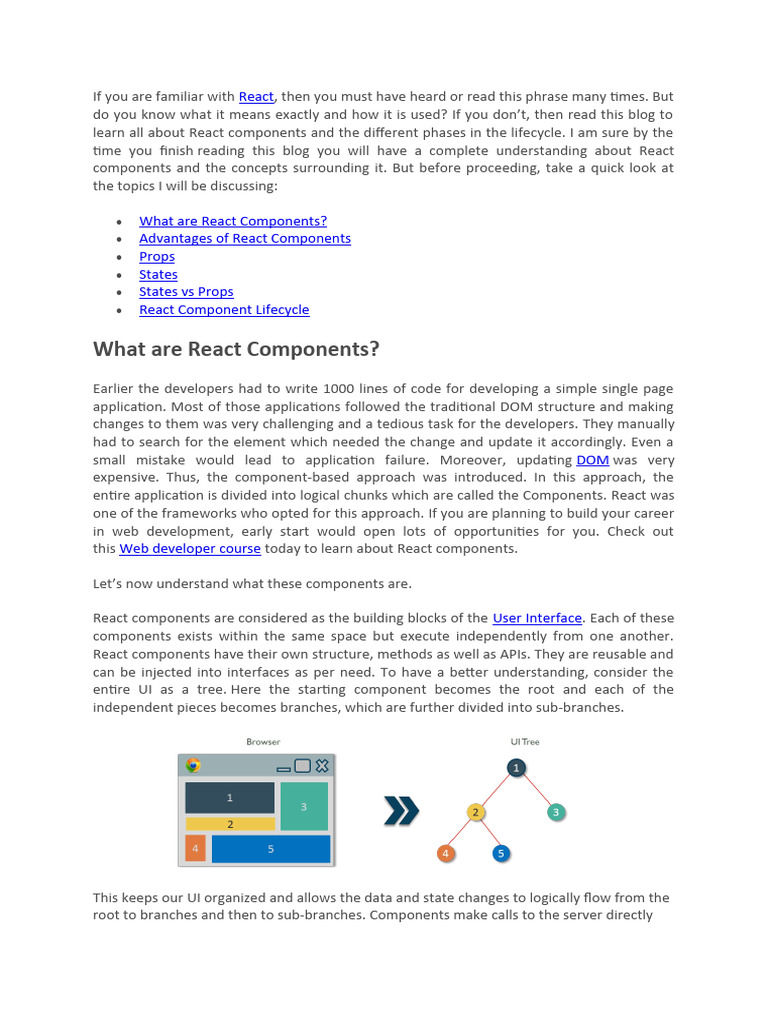 React Component | PDF | Document Object Model | World Wide Web