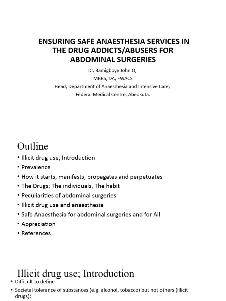 Safe Anaesthesia For Addicts | PDF | Substance Abuse | Opioid