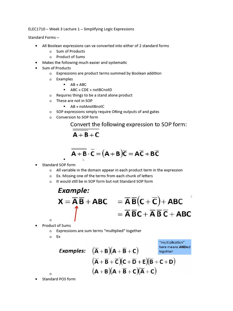ELEC1710Wk3L1 - Simplifying Logic Expressions | PDF | Theoretical ...