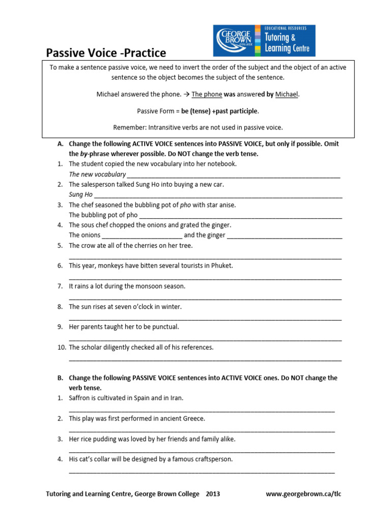 Passive Voice - Practice | PDF | Verb | Linguistic Typology
