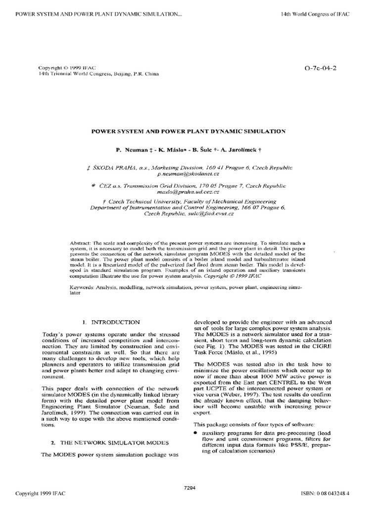 Power System & Power Plant Dynamic Simulation | Download Free PDF | Boiler | Combustion