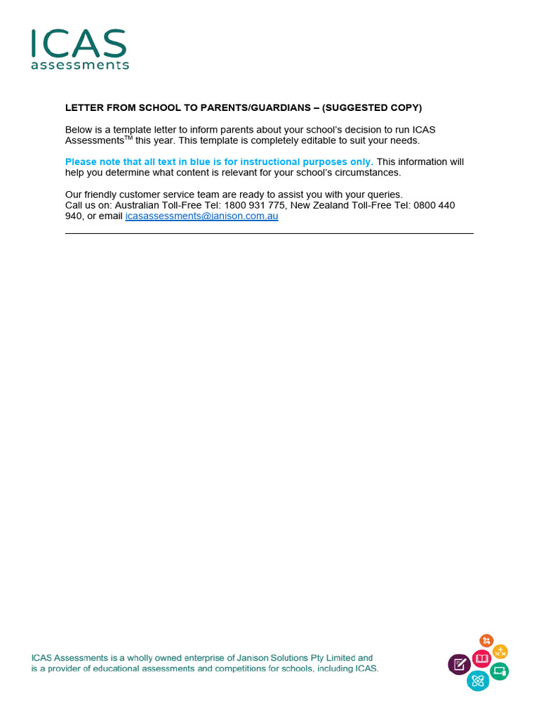ICAS Parent Letter and Permission Form | PDF