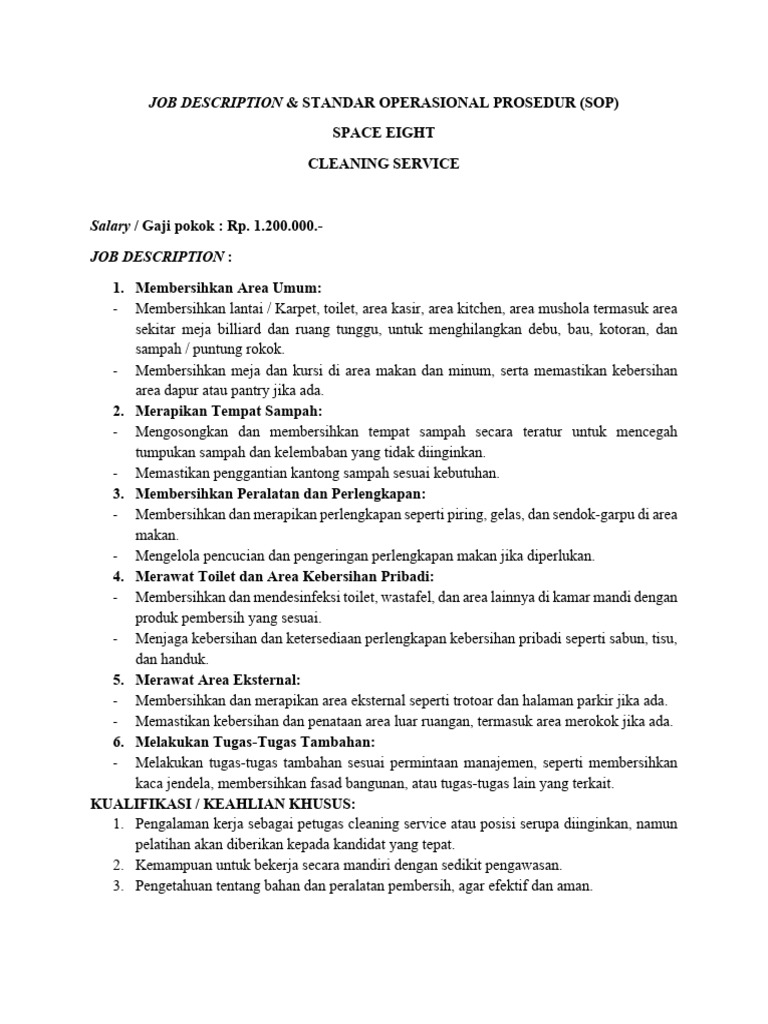 JD & Sop Cleaning Service - Space Eight 06 Mei 2024 | PDF | Griya & Taman | Seni