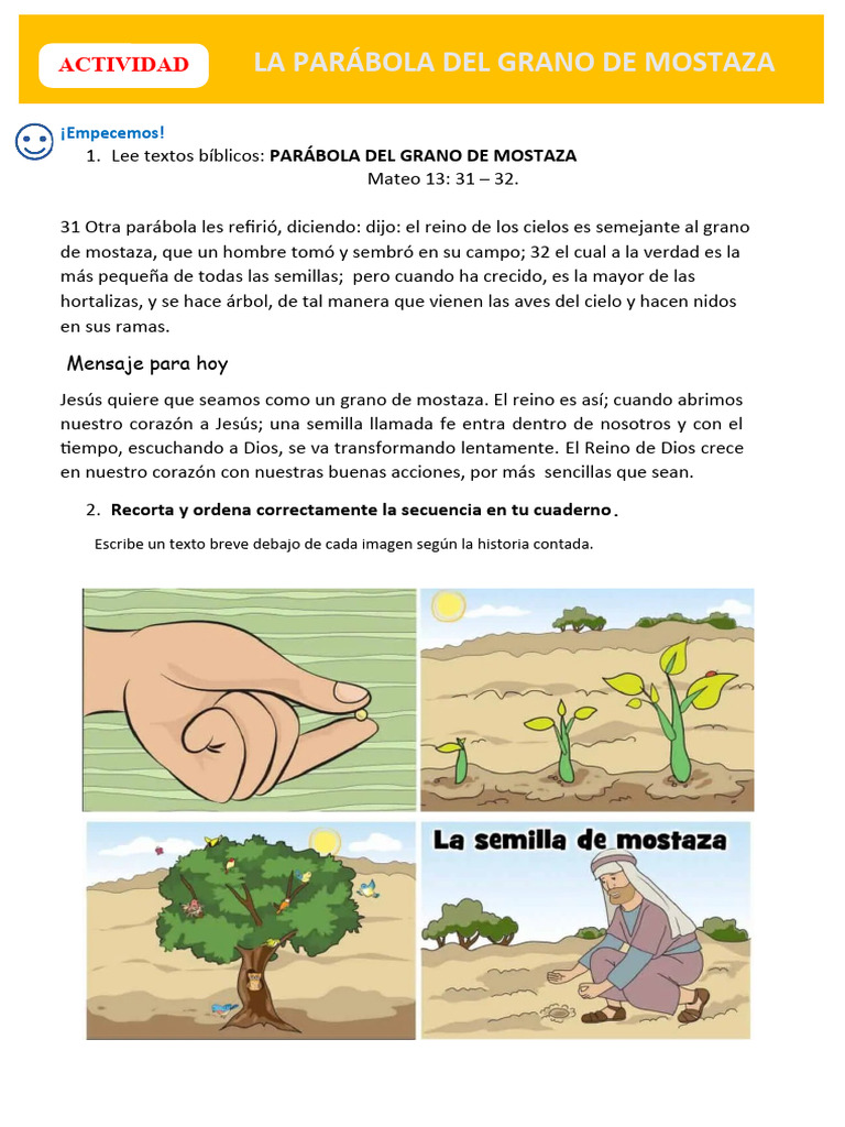 D2 A2 FICHA REL. Parábola Del Grano de Mostaza | PDF