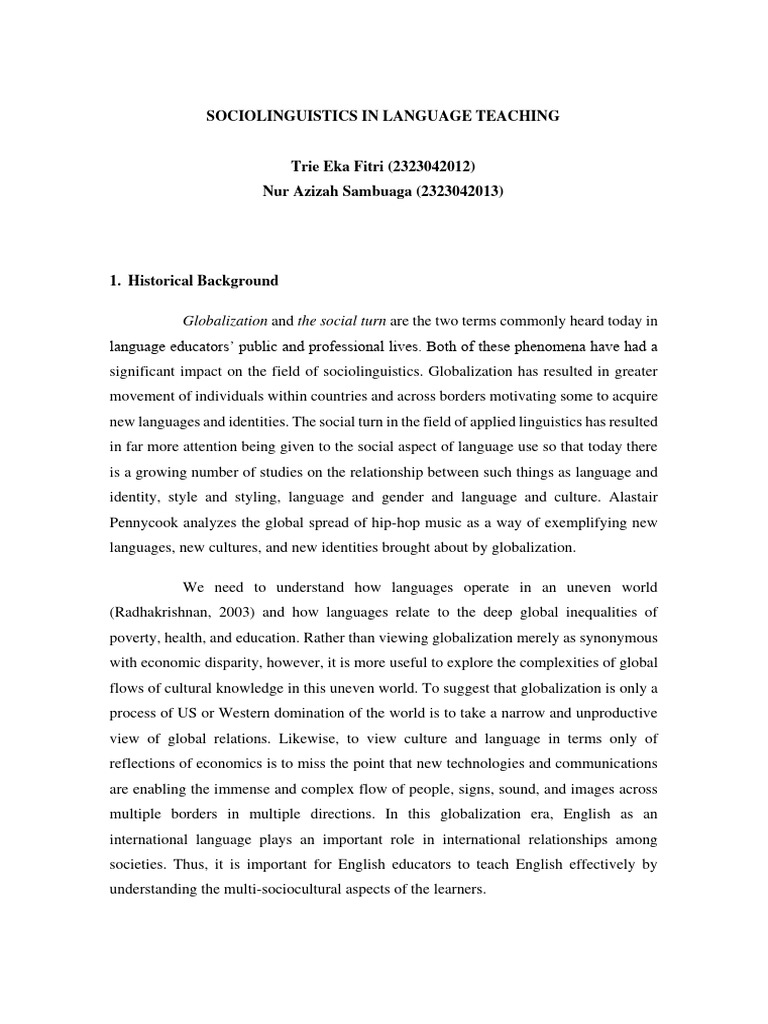Sociolinguistics Kelompok 3 Download Free Pdf Sociolinguistics Second Language Acquisition