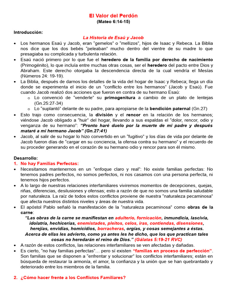 El Valor del Perdón en la Familia | PDF | Jacob | Perdón