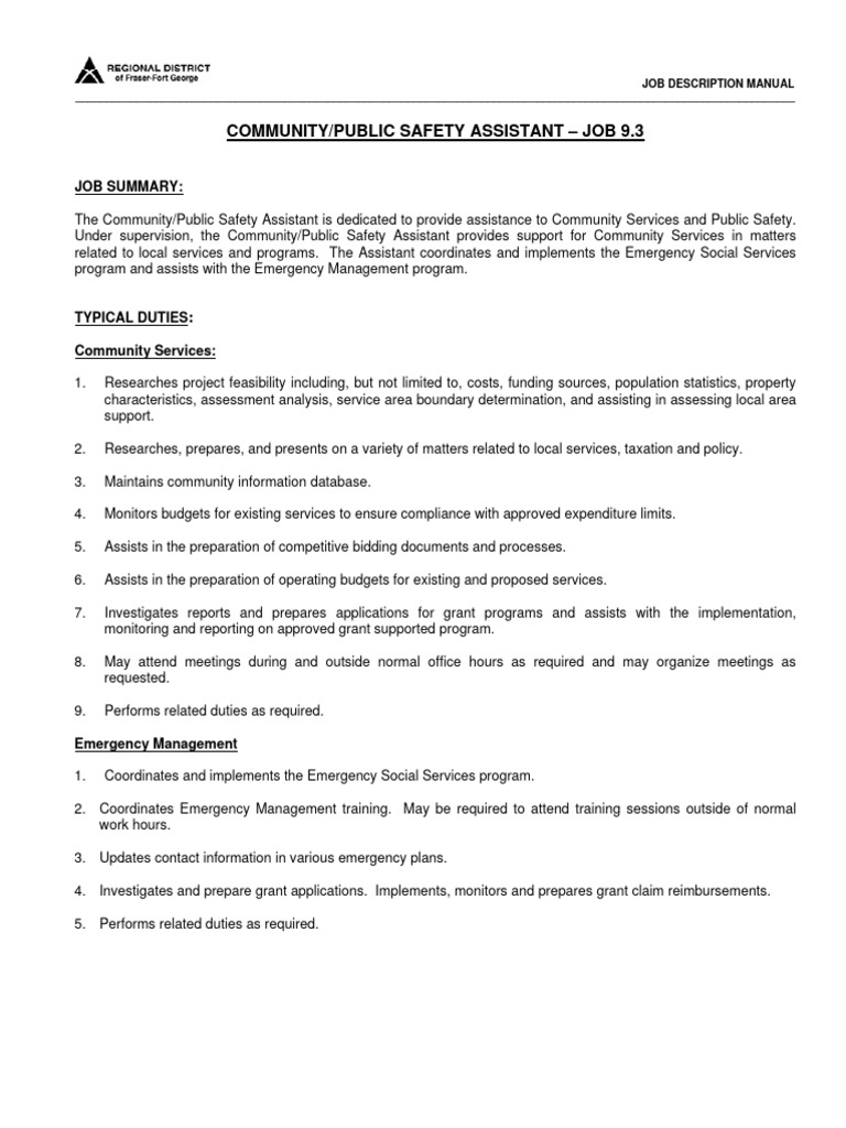 COMMUNITY PUBLIC SAFETY ASSISTANT (Apr09) .64a8765647c76 | PDF ...