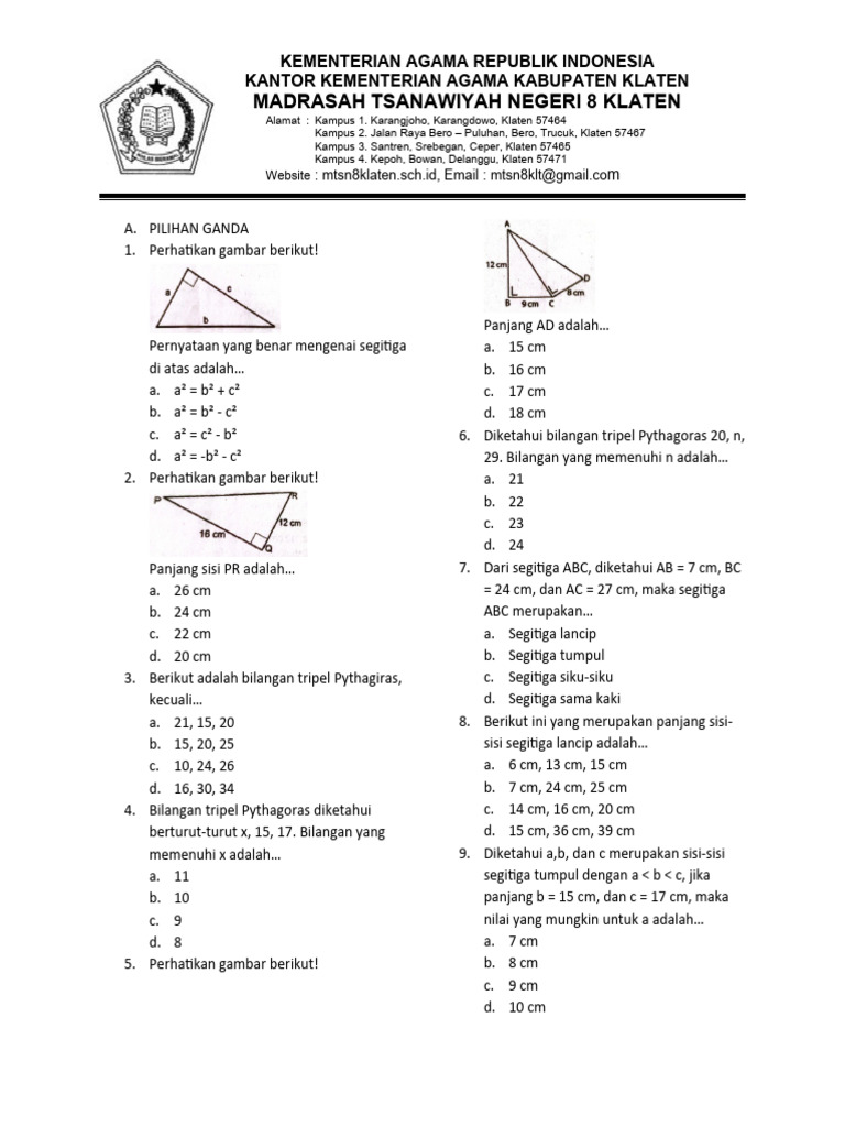 Latihan SOAL PTS Kls 8 | PDF | Metode & Bahan Ajar