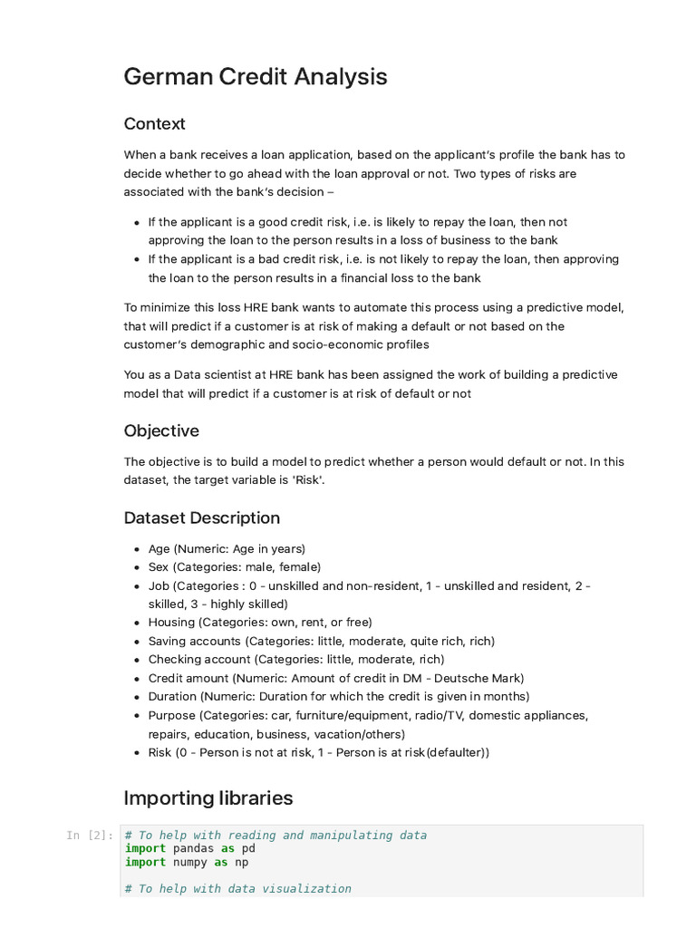 German Credit Risk Prediction Model | PDF | Accuracy And Precision | Dependent And Independent ...