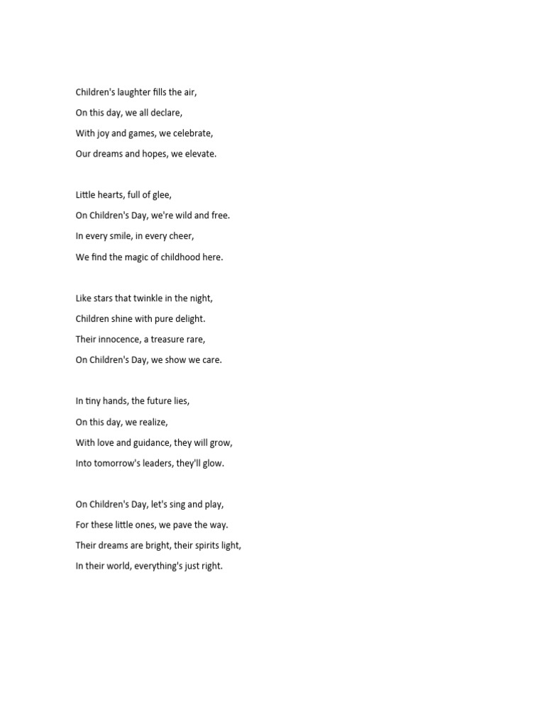 Children's Day Poems | PDF
