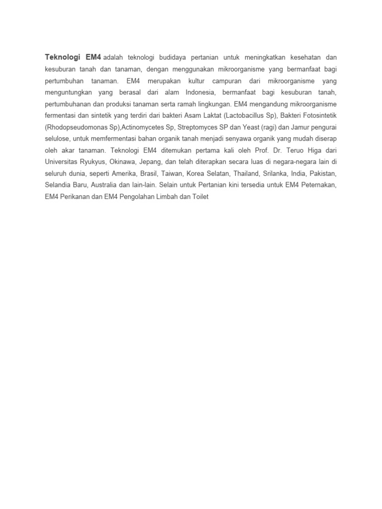 Teknologi EM4 | PDF | Sains & Matematika