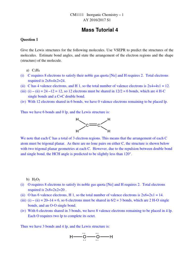 Inorganic Chemistry Tutorial | PDF | Chemical Bond | Covalent Bond