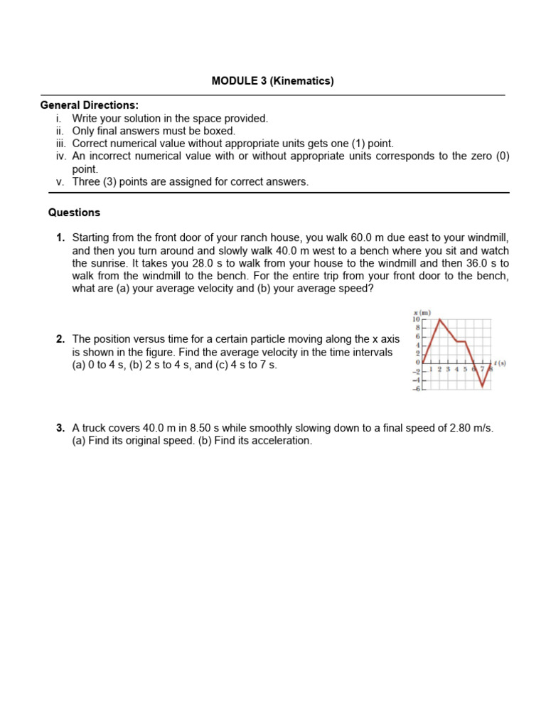 Kinematics Problem Set Solutions | PDF
