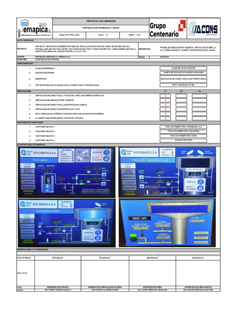 Protocolo de Pruebas Sat y Scada | Descargar gratis PDF | Scada | Electrónica