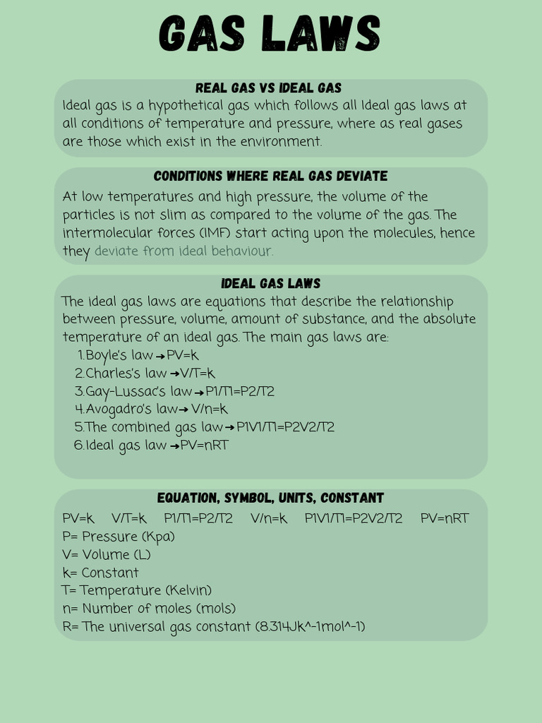 Gas Laws | PDF | Gases | Applied And Interdisciplinary Physics