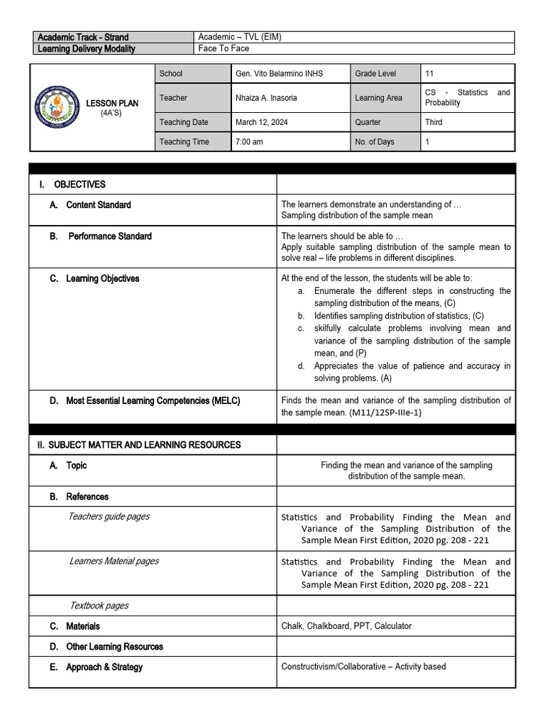 Cot 3-Nhize | PDF | Learning | Sampling (Statistics)