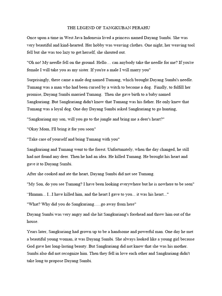 The Legend of Tangkuban Perahu | PDF | Traditional Stories | Folklore