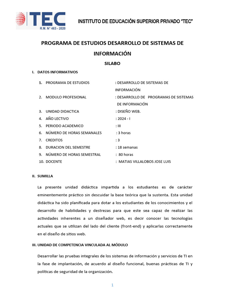 Silabus Diseño Web | PDF | Script Java | Modelo de objeto de documento Silabus Diseño Web | PDF | Script Java | Modelo de objeto de documento