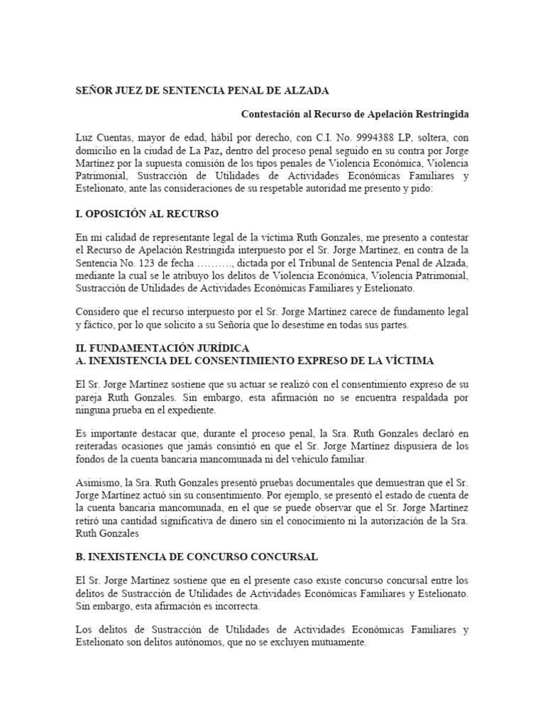 Respuesta A Apelacion Restringida | PDF | Apelación | Sentencia (ley)