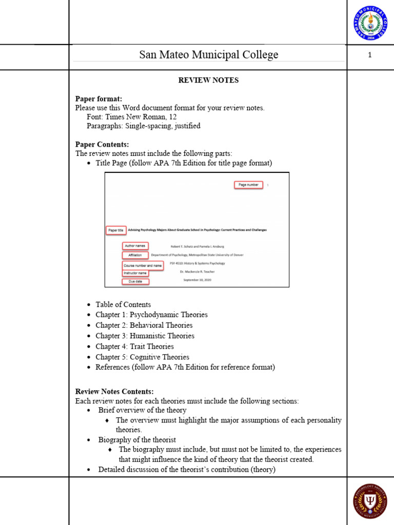 Review Notes Format TOP | PDF