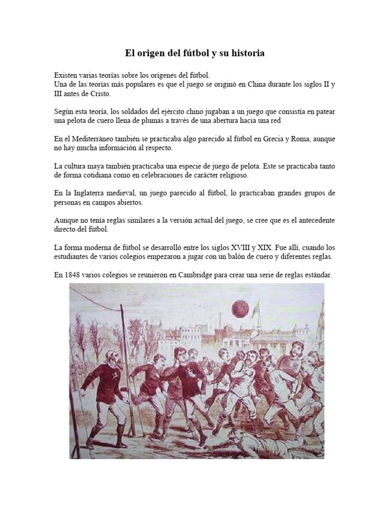 Orígenes e historia del fútbol | PDF | Asociación de Futbol | Deportes ...