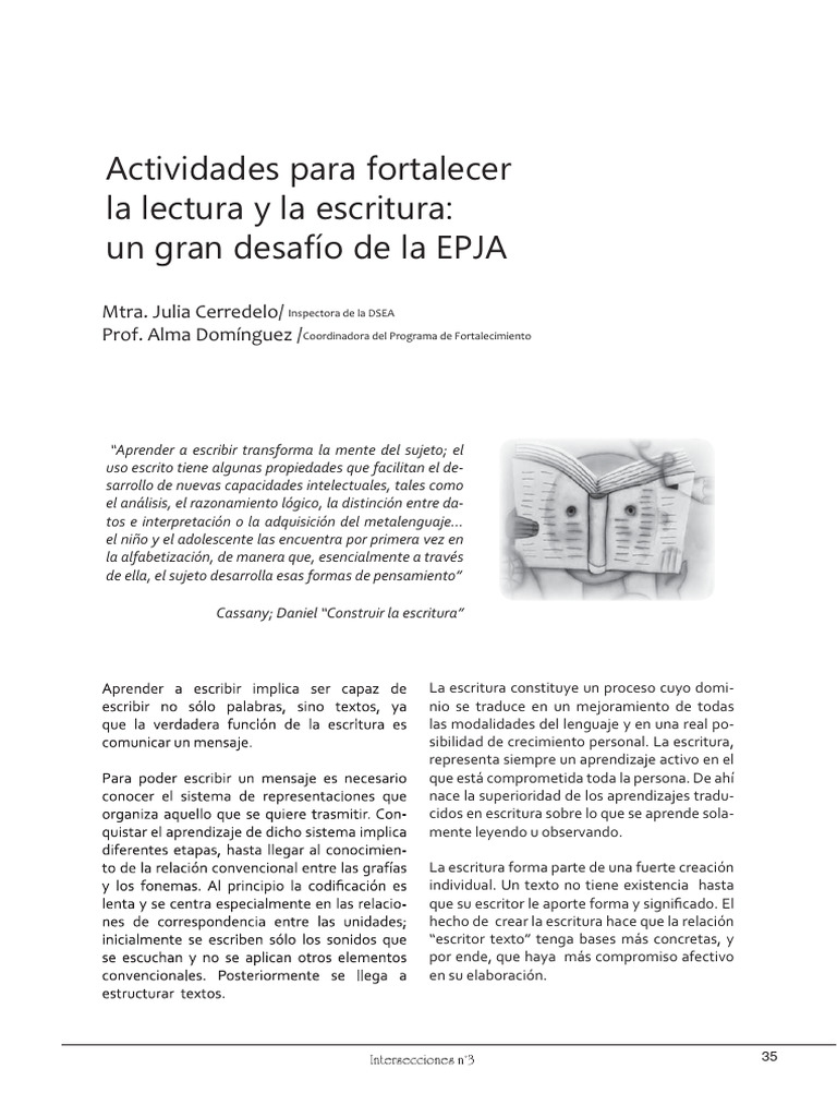 Actividades Para Fortalecer La Lectura y La Escritura | PDF ...