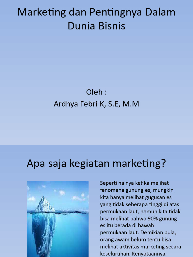 Pertemuan II-Marketing Dan Pentingnya Dalam Dunia Bisnis | PDF | Karier & Perkembangan | Bisnis