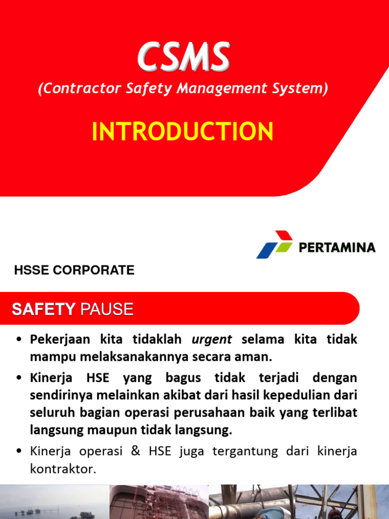 CSMS Pertamina: Manajemen Keselamatan Kontraktor | PDF | Teknologi & Rekayasa