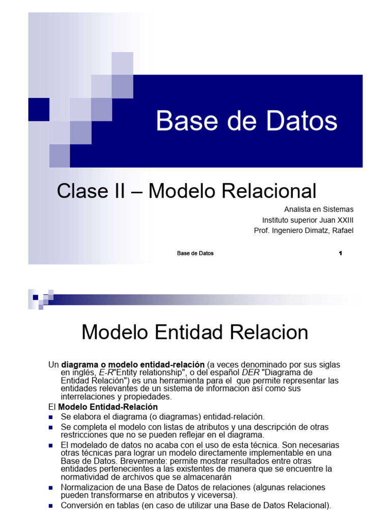 Clase II - Modelo Relacional - BD | PDF | Bases de datos | Modelo de datos
