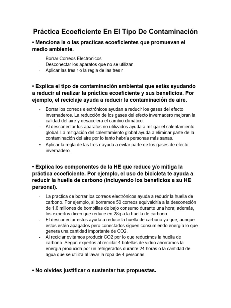 Práctica Ecoeficiente en El Tipo de Contaminación | PDF