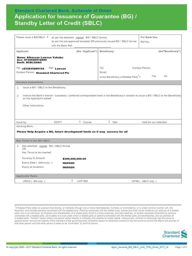 Bank BG Application FORM (1) .PDF - 0 | PDF | Letter Of Credit | Common Law