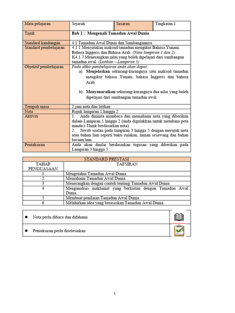 PDPR Bab 4 Sej Ting 1 - Siri 1 | PDF